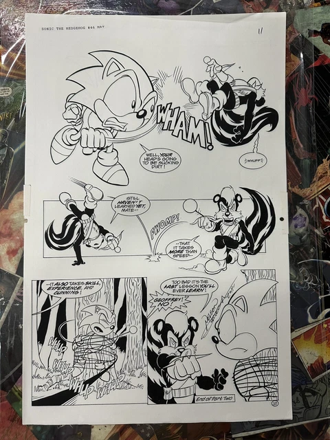 SONIC THE HEDGEHOG #46 Original Comic Art Ink & Dessiné pages signées ...