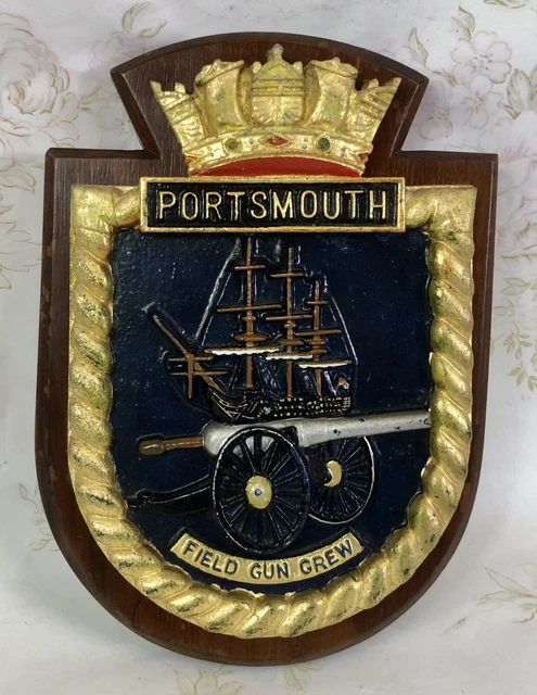 VINTAGE PORTSMOUTH FIELD Gun Crew Badge, Tampion, Crest, Royal Navy ...