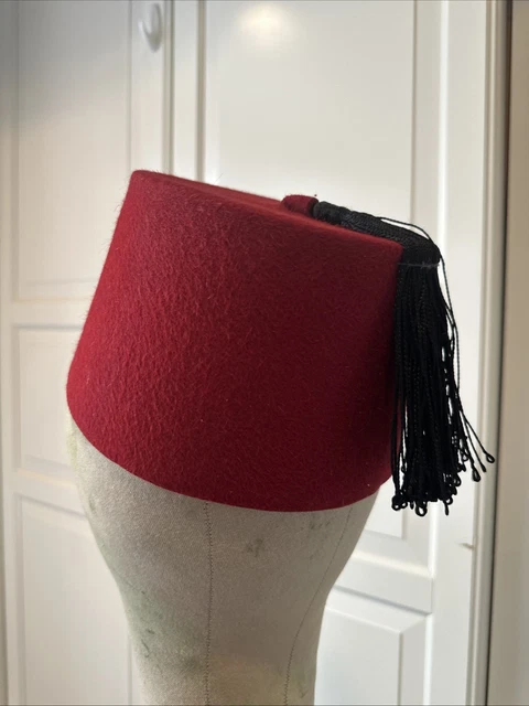 FEZ HAT GENUINE, Moroccan Made Red Felt Adult Sz Fes With Tassel ...