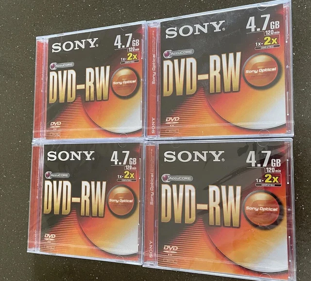 SONY DVD-RW 4.7 GB 120min 1x-2X Bundle Of 4 Compatible Recordable Sealed New $34.00 - PicClick AU