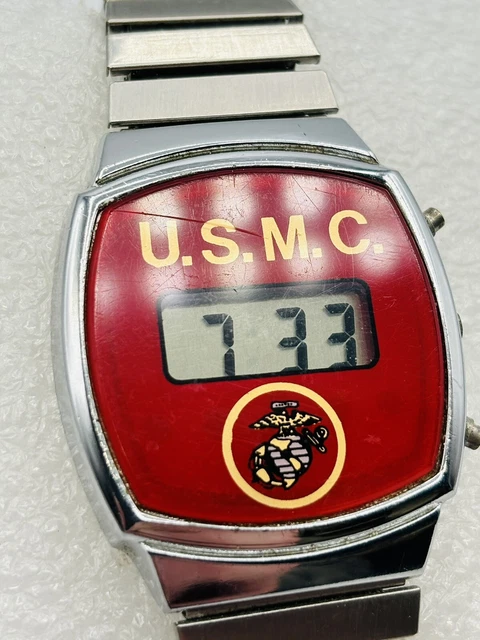 VINTAGE 1980S MENS USMC Marine Corps Digital LCD Semper Fi Watch New ...