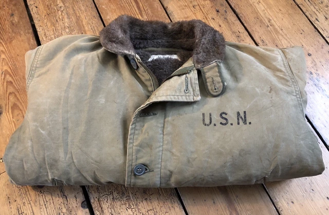ORIGINAL VINTAGE USN N1 Deck Jacket US Navy 1944 Dated Contract Size 42 ...