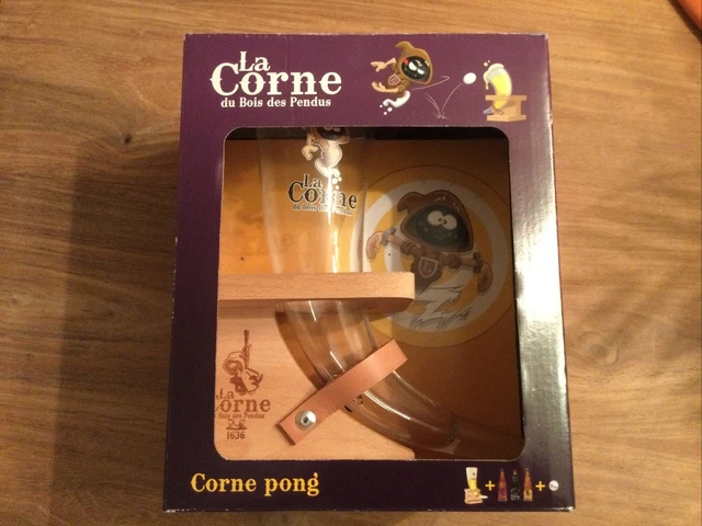 VERRE BIERE RARE LA CORNE DU BOIS DES PENDUS AVEC SUPPORT BOIS En Boite ...
