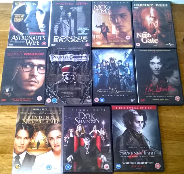 JOHNNY DEPP 14X DVD Collection Pirates Caribbean Sweeney Todd Neverland ...