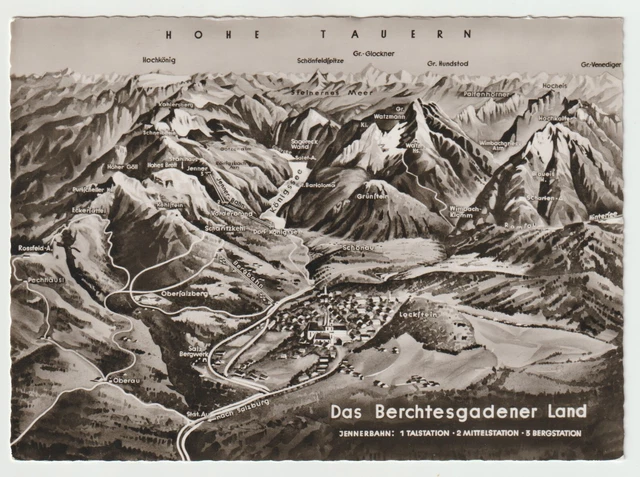 CARTOLINA MAPPA, MAPPA, mappa panoramica ***DAS BERCHTESGADENER LAND ...