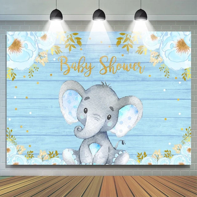 BLUE FLORAL AND Elephant Wood Baby Shower Backdrop $37.90 - PicClick AU