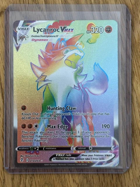 POKEMON TCG EVOLVING Skies 213/203 Lycanroc VMAX Rainbow Rare Card £14. ...