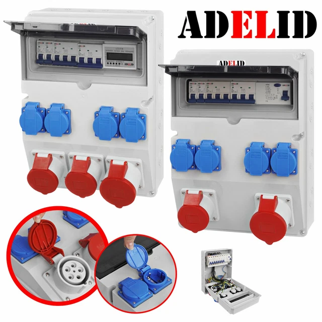 BAUSTROMVERTEILER WANDVERTEILER KOMPLETT 32A 16A 230V Bals Fi Schalter Zähler EUR 84,77 ...