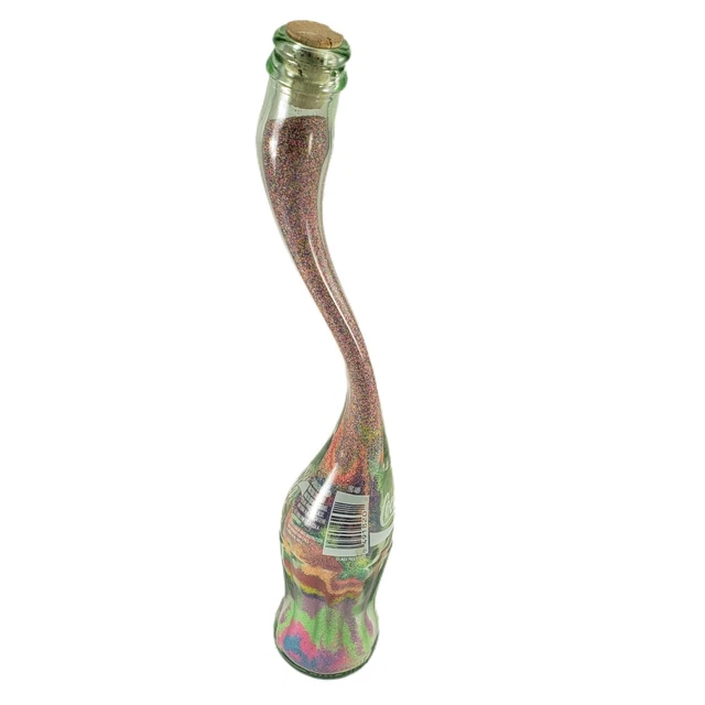 VINTAGE STRETCHED GLASS Coca-Cola Coke Bottle Long Neck Sand Art 8 fl ...