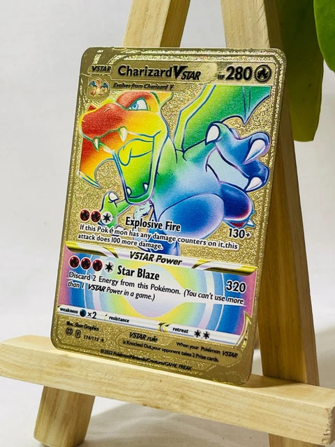 CHARIZARD VSTAR RAINBOW - Gold Metal Pokémon Card - Brilliant Stars ...