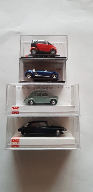 BUSCH KONVOLUT 4 PKW Smart/Smart Roadster Cabrio/Citroen DS 19/Renault ...