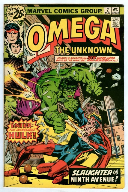 OMEGA THE UNKNOWN #2! Vs Incredible HULK! Rare BRONZE-Age Marvel (May ...