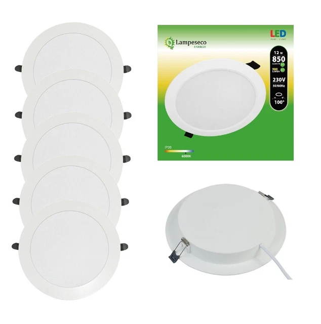 LOT DE 5 Spot Encastrable LED Downlight Panel Extra-Plat 12W Blanc Froid 6000K EUR 24,95 ...