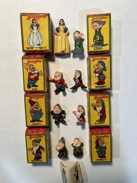 MARX DISNEYKINS SNOW White 7 Dwarfs plastic Disney character figures w ...