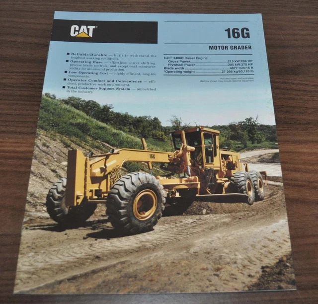 CATERPILLAR 16G MOTOR Grader Specification Technical Data Cat Brochure ...