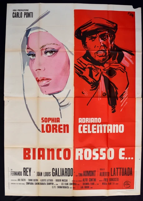 MANIFESTO ROUGE BLANC Et Adriano Celentano Sophia Loren Alberto ...