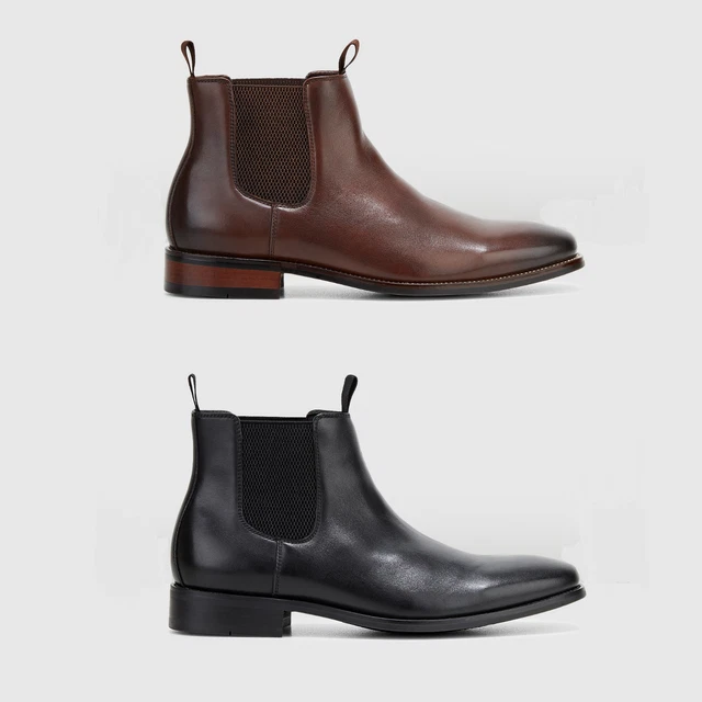 HUSH PUPPIES WISCONSIN Boots Mens Shoes Black Cognac Formal Wedding ...