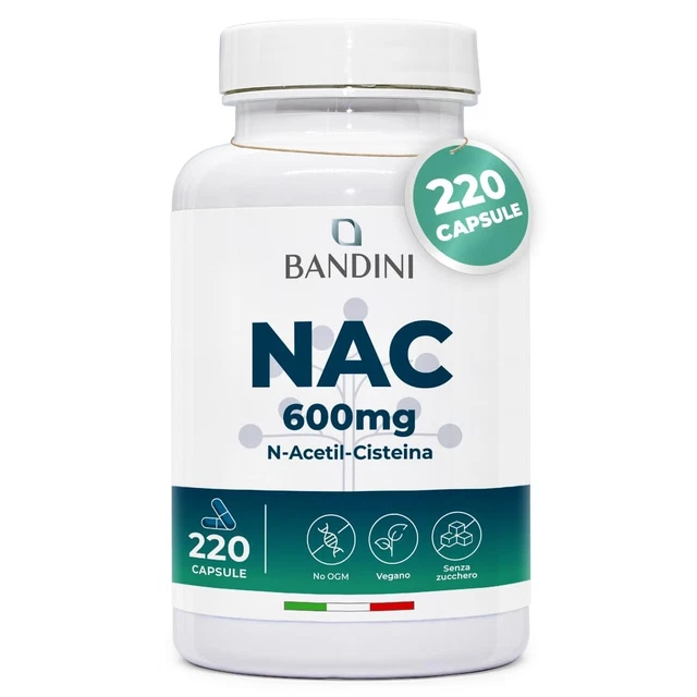 BANDINI® NAC N Acetil Cisteina 220 Capsule 600mg ( 7 Mesi) Precursore ...