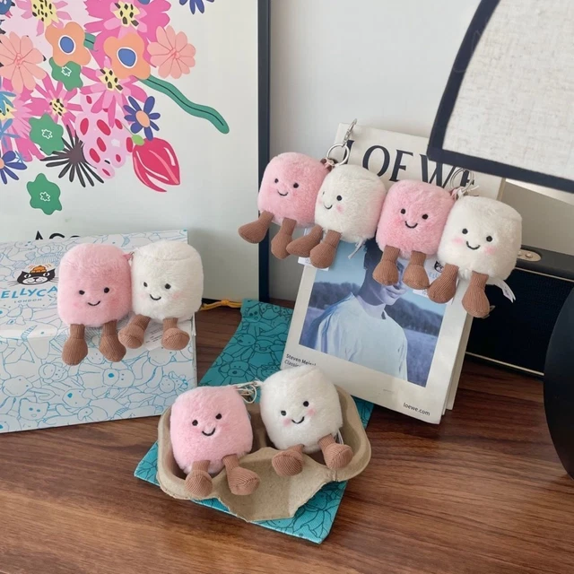 JELLYCAT AMUSEABLE 6“ Marshmallows Pink & White Keychain, Soft Toys ...