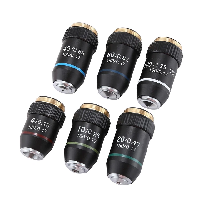 9) HIGH QUALITY Objective Lens for 195 Microscope 4X/10X/20X/40X/60X ...