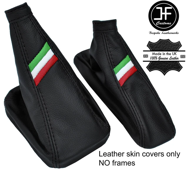 BLACK STITCH ITALIAN Flag Real Leather Boot Set Fits Alfa Romeo 156 ...