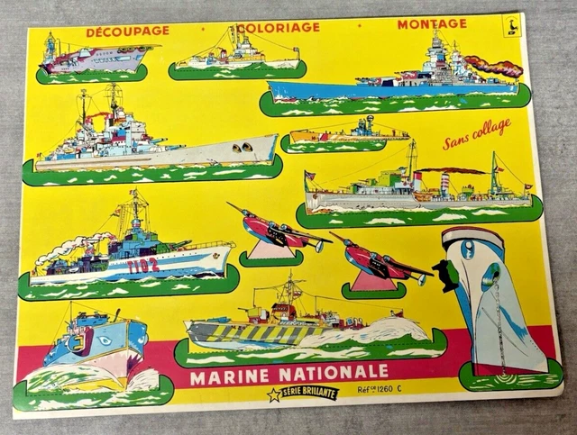 PLANCHE MARINE NATIONALE Découpage Coloriage Montage Editions Willeb ...