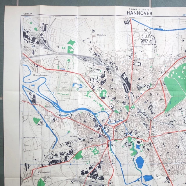 WW2 1945 HANNOVER Germany British Army Map Raf Royal Air Force Hanover ...