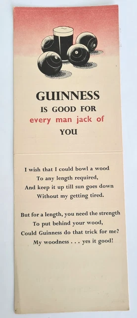 GUINNESS BOWLS SCORE Card GA881A, c1950s £6.44 - PicClick UK