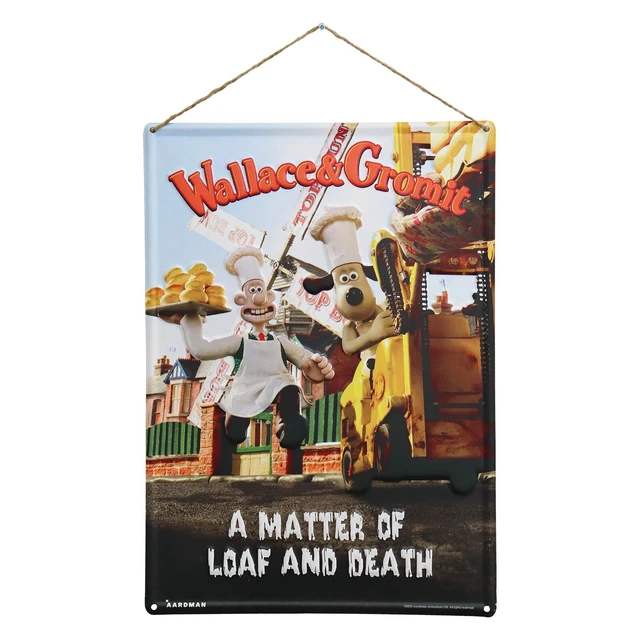 WALLACE & GROMIT - A Matter of Loaf & Death Metal Wall Sign £15.90 ...