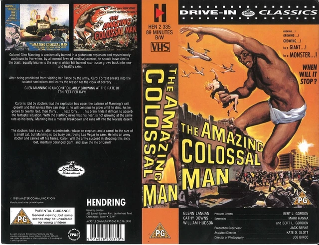 THE AMAZING COLOSSAL Man (2) / Original Uk Video Sleeve / Hendring ...