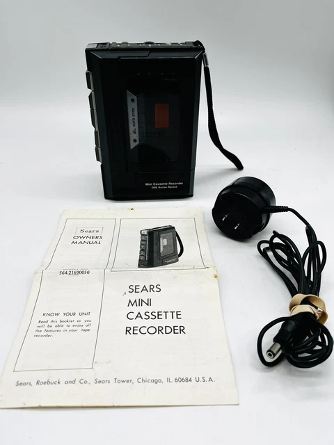 VINTAGE SEARS MINI Cassette Recorder ONE Button Record - Sears 564. ...