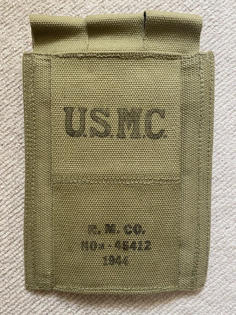 WW2 USMC MARINE US Belt Magazine Pouch Marked USMC 1944 dated Original ...