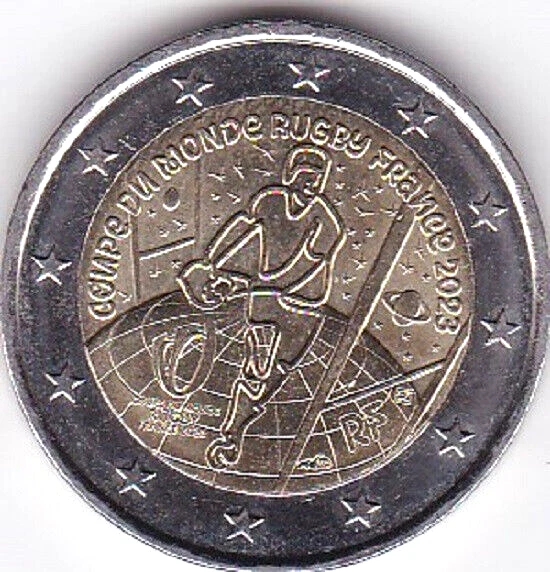 2 EUROS COMMEMO France 2023 - Coupe Du Monde Rugby France 2023 - Type B ...