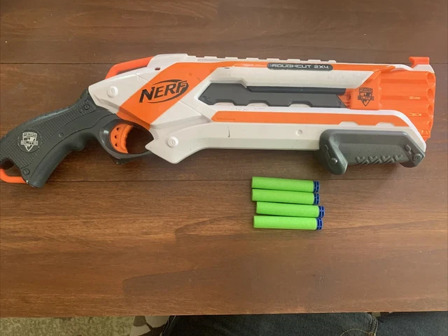 NERF N-STRIKE ELITE ROUGHCUT 2X4 Blaster SHOTGUN Gun Rough Cut WHITE ...