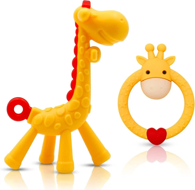 TEETHING TOYS FOR Baby, Teething Giraffe Toy, 2 Pack Silicone Baby ...