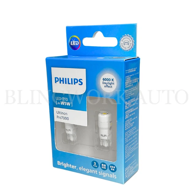 PHILIPS ULTINON PRO7000 T10 LED W5W Parkers 6000K White Licence plate ...