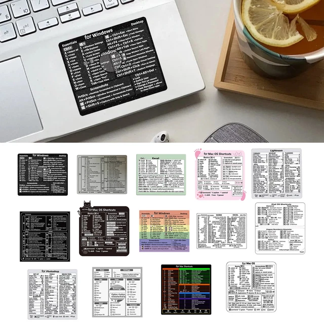 ADHESIVE COMPUTER KEYBOARD Reference Shortcut Sticker PC Keys Shortcuts ...