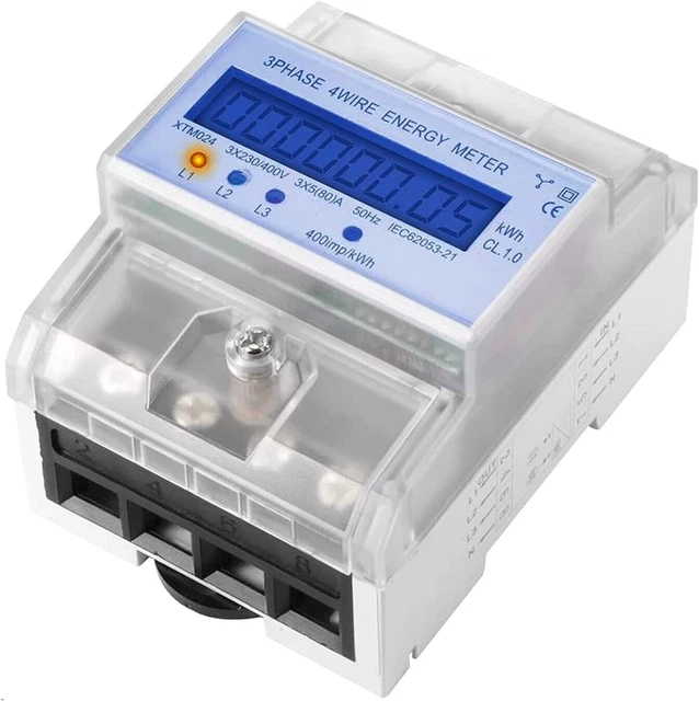 ELECTRICITY METER 3 Phase Digital Three Phase Meter Hat Rail 4P DIN LCD ...