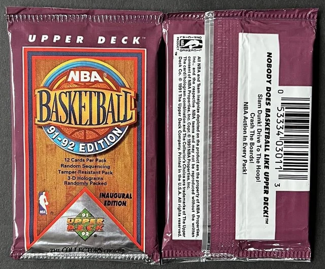 UPPER DECK 1991 NBA Basketball 12 Cards Pack Sealed Jordan, Bird, Magic ...