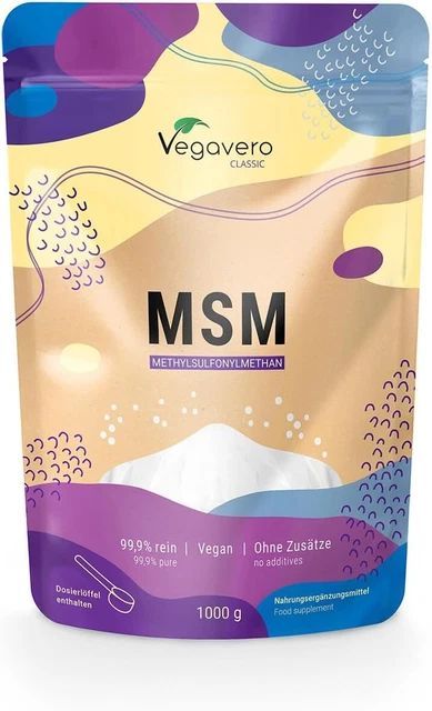 ORGANIC DISTILLED MSM Powder 1kg Pure Sulphur Lab Tested Non GMO Vegan ...
