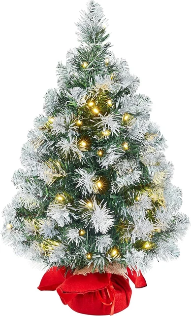 YAHEETECH PRE-LIT FROSTED Tabletop Mini Artificial Christmas Tree Green 2ft £18.97 - PicClick UK