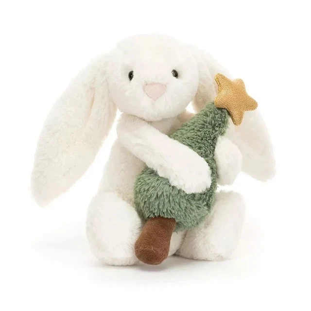 CHRISTMAS BUNNY PLUSH 18cm Soft Bunny with Festive Tree Toy Doll Xmas ...