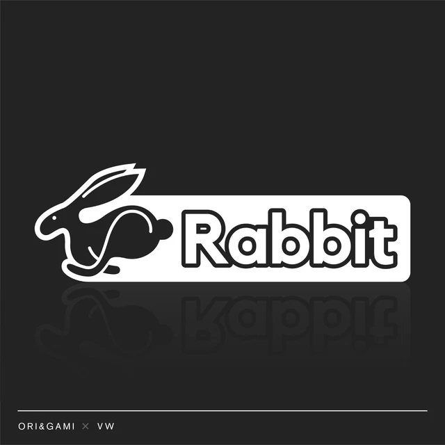 VW RABBIT CAR Text Logo Sticker Vinyl Decal Retro Volkswagen GTI Golf ...