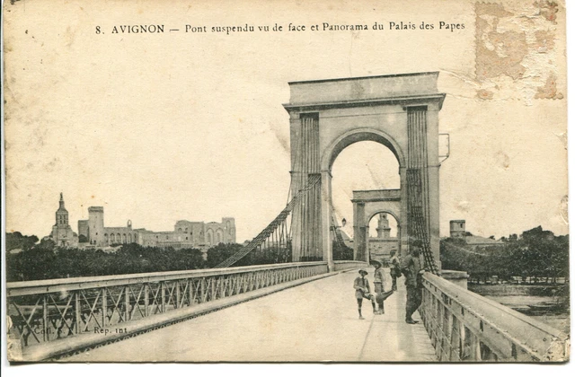 AVIGNON - PONT suspendu vu de face et panorama du Palais des Papes $1. ...