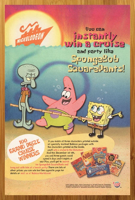 2001 SPONGEBOB SQUAREPANTS Nabisco Contest Print Ad/Poster Nickelodeon ...
