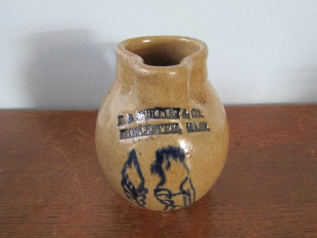 SAMPSON STONEWARE POTTERY 1979 Westminster, MASS 4 Inch Pitcher Blue ...