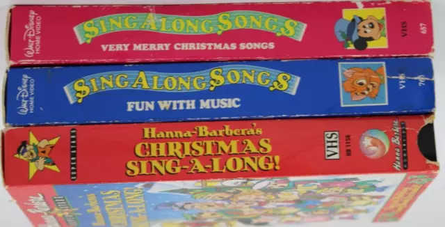DISNEY / HANNA-BARBERA Christmas Sing Along Songs VHS - Lot of 3 Tapes ... DISNEY / HANNA-BARBERA Christmas Sing Along Songs VHS - Lot of 3 Tapes ...