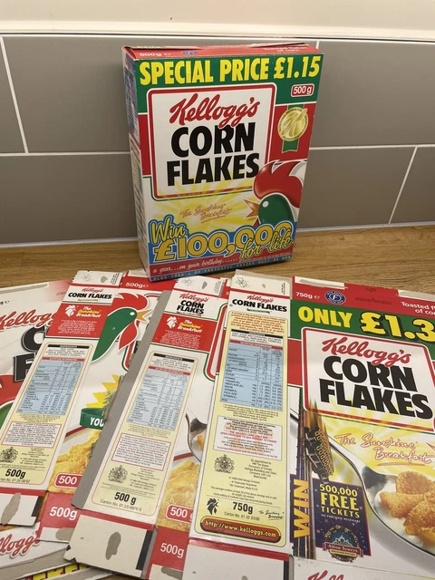 6 X VINTAGE kelloggs Cornflakes Empty Packs 100 Anniversary Plus More £ ...