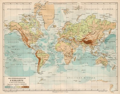 B6149 HYDROGRAPHIC EARTH Map-Map Ancient 1890-old map £7.82 - PicClick UK