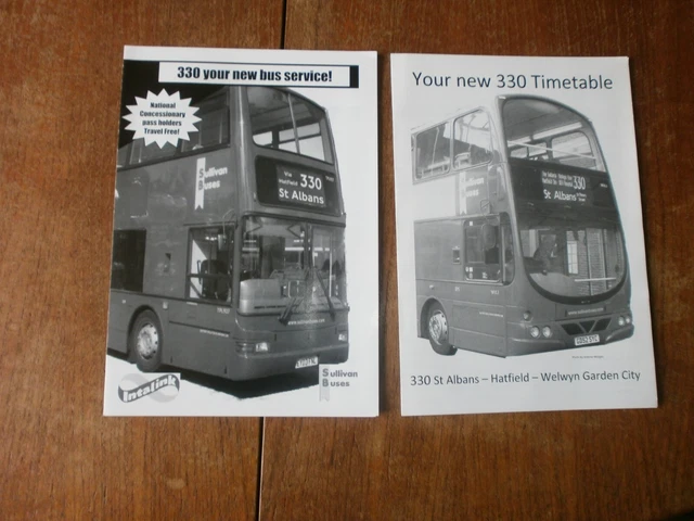 2 SULLIVAN BUSES Timetable Leaflets-New Route 330, 2011 £1.99 - PicClick UK